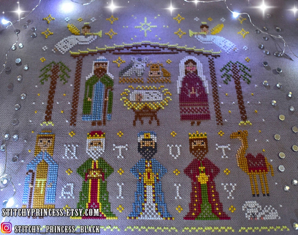 Christmas Nativity Cross Stitch Pattern PDF Primitive Winter - Etsy ...