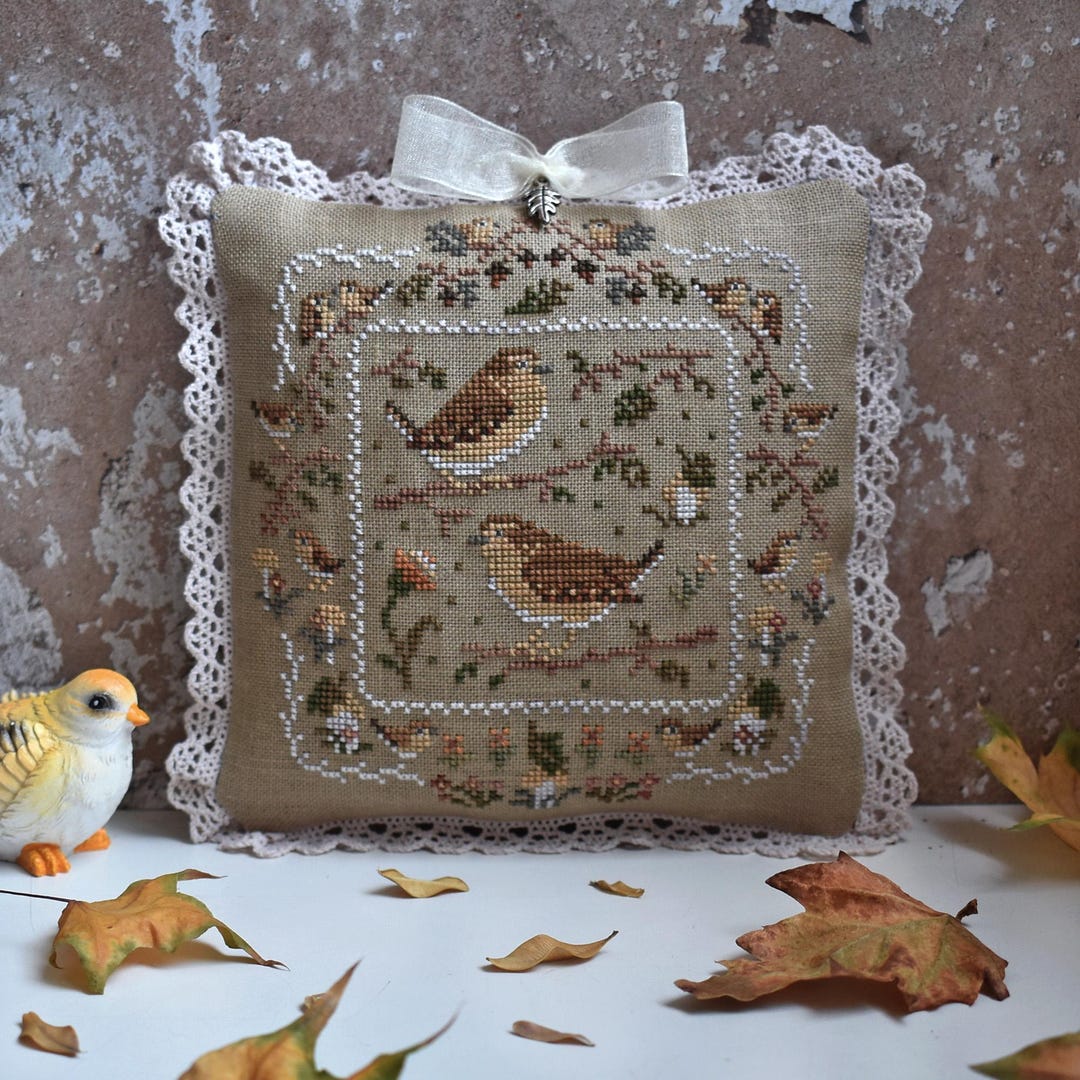 Wrens Cross Stitch Pattern PDF / Primitive Birds Sampler / Fall Autumn ...
