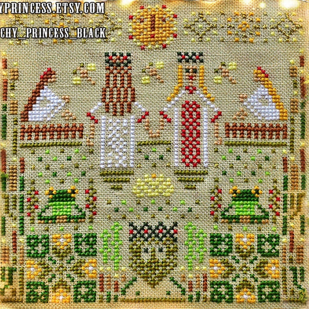 Swamp Primitive Cross Stitch Pattern PDF Summer Sampler Frog Toad Magic ...