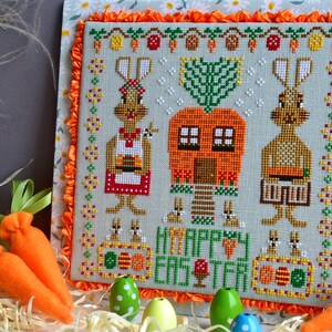 Easter Cross Stitch Pattern PDF Bunny Primitive Sampler / Spring ...