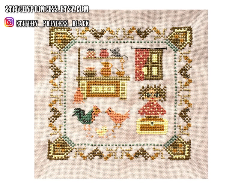 Kitchen Primitive Sampler Cross Stitch Pattern PDF Household Lord ...