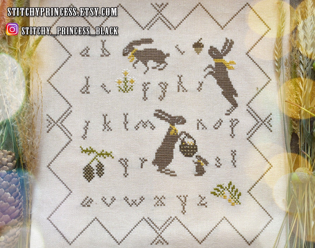 Spring Bunnies Cross Stitch Pattern PDF / Rabbit Primitive - Etsy UK