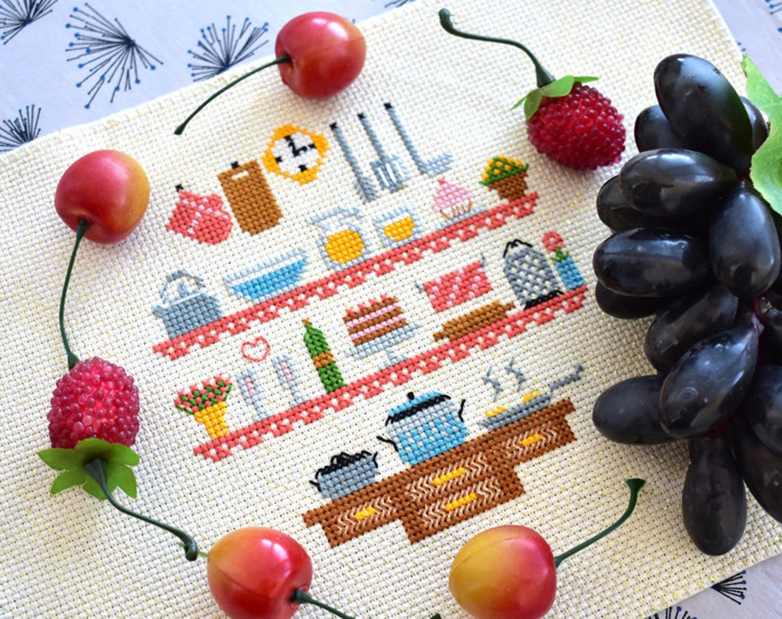 Cute Kitchen Cross Stitch Pattern PDF / Food Tea Bake Floral - Etsy Canada