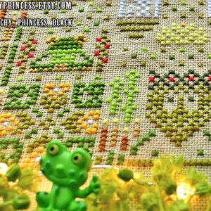 Swamp Primitive Cross Stitch Pattern PDF Summer Sampler Frog Toad Magic ...