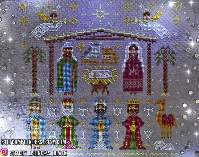 Christmas Nativity Cross Stitch Pattern PDF Primitive Winter - Etsy