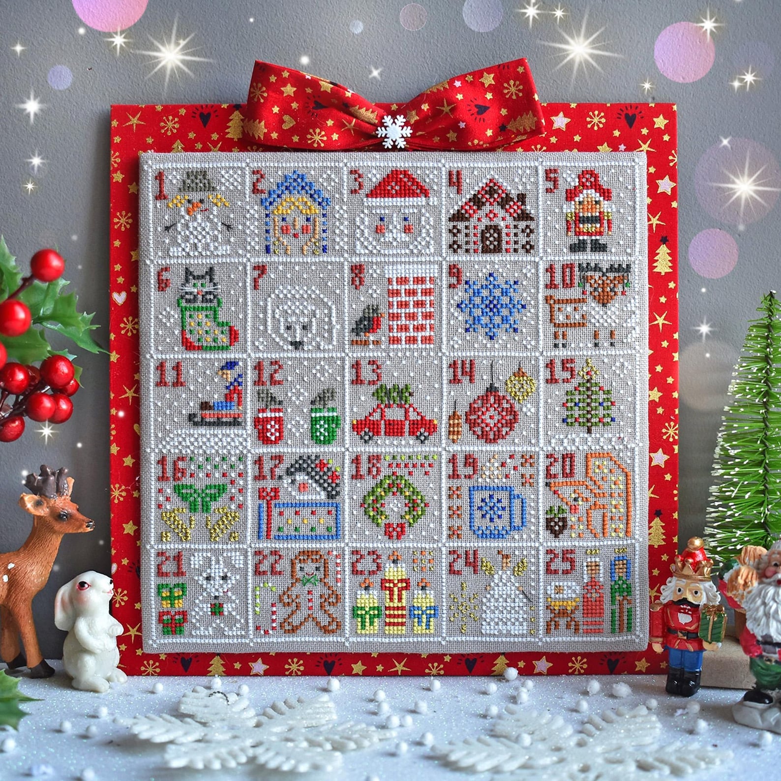 Advent Calendar Cross Stitch Pattern PDF / Primitive Christmas Sampler ...