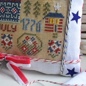 Patriotic Cross Stitch Pattern PDF Primitive Sampler Stitchyprincess 4th of July 1776 Land of ...