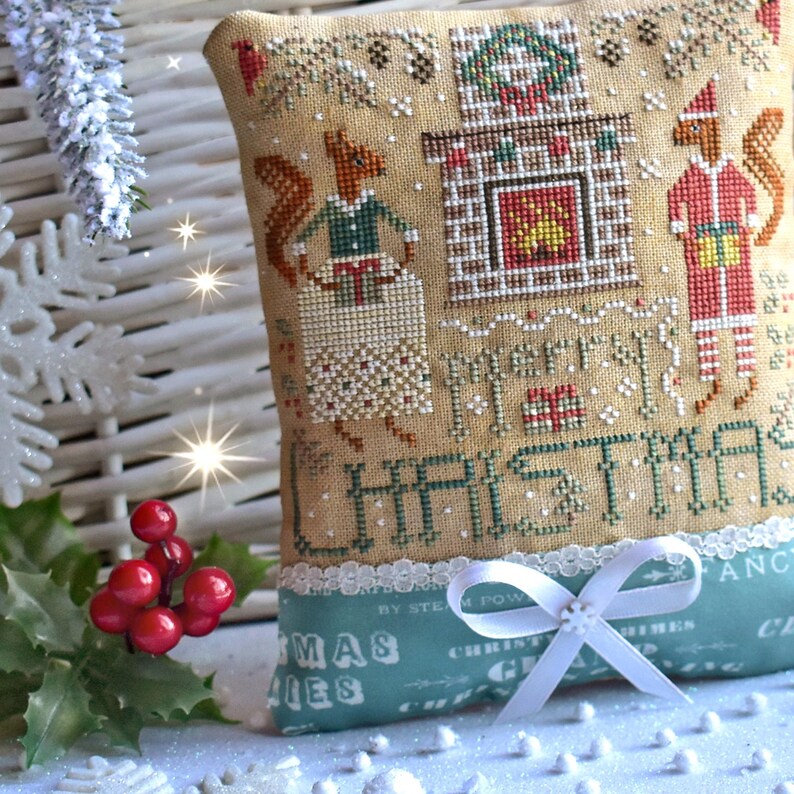 Christmas Squirrels Primitive Cross Stitch Pattern PDF / Winter ...