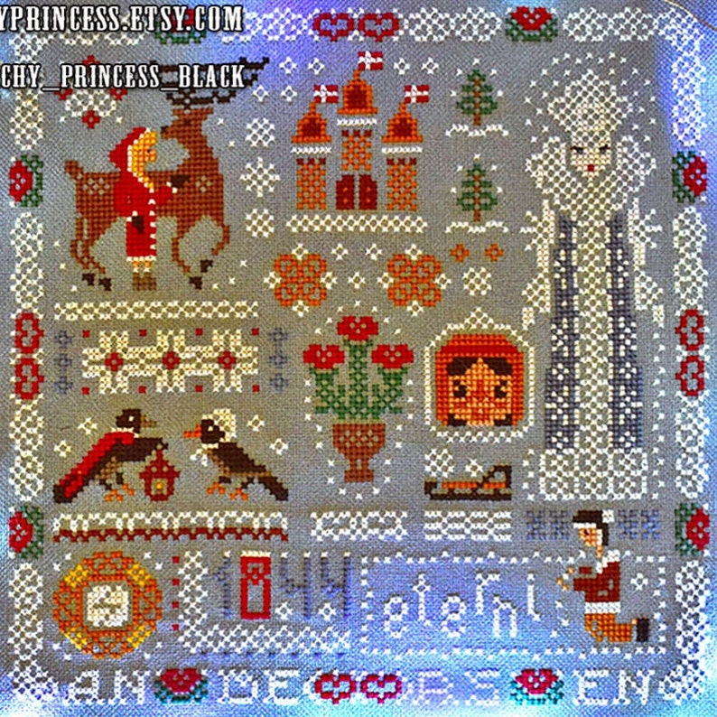 Snow Queen Cross Stitch Pattern, Winter Ornament, Reindeer Roses (PDF ...