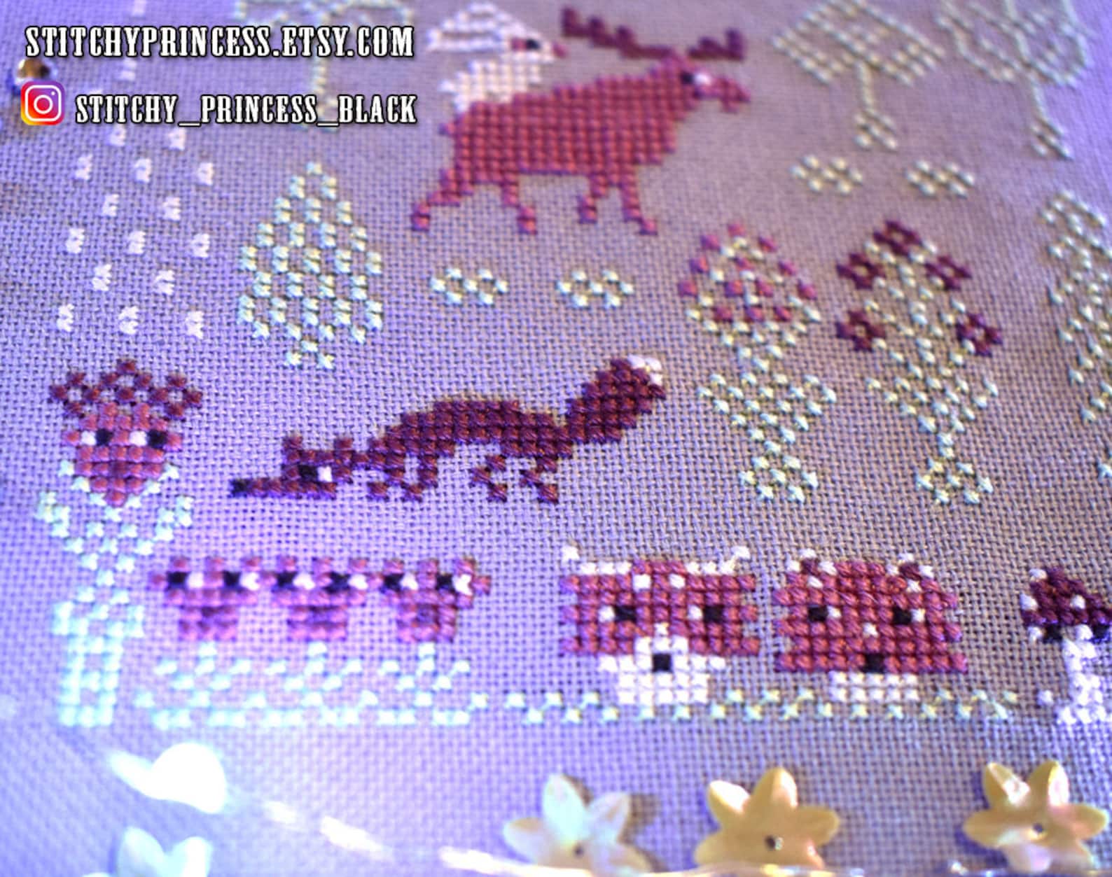 Woodland Animals Cross Stitch Pattern PDF Primitive Sampler | Etsy