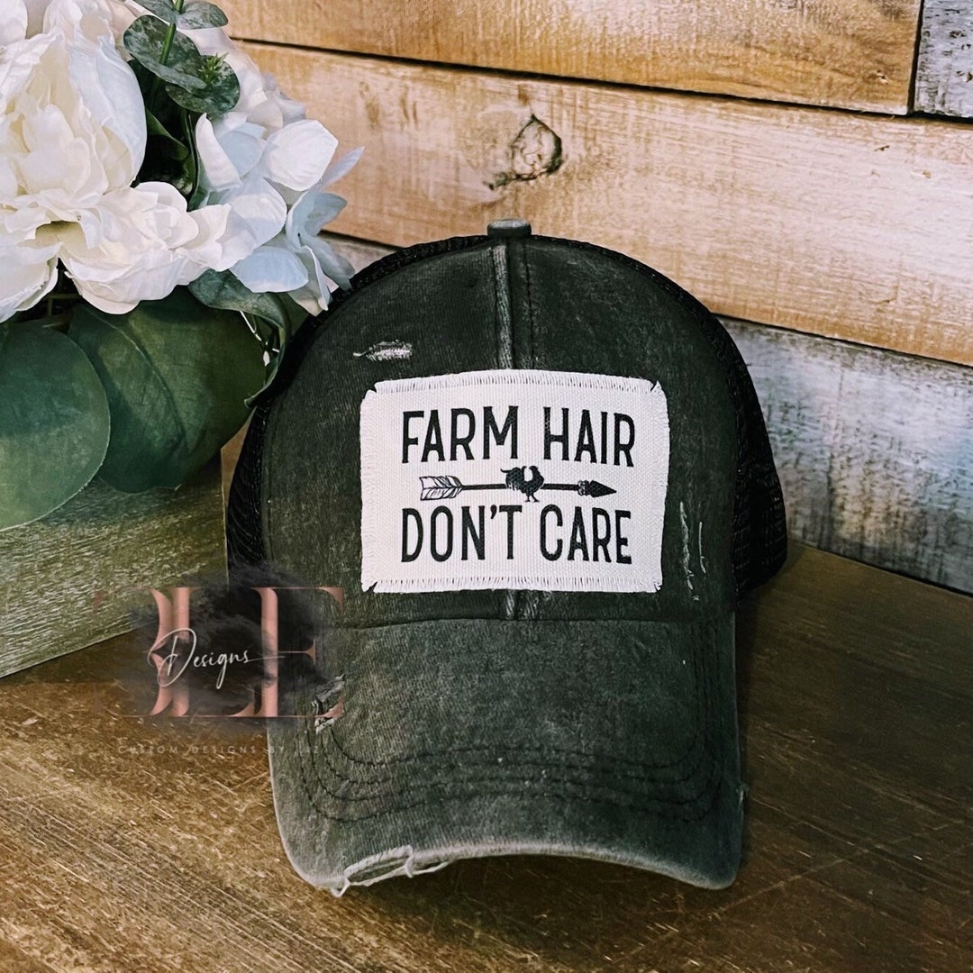 Farm Hair Don't Care Ponytail Hat, Ripped Truckers Hat, Cute Farm Hat ...