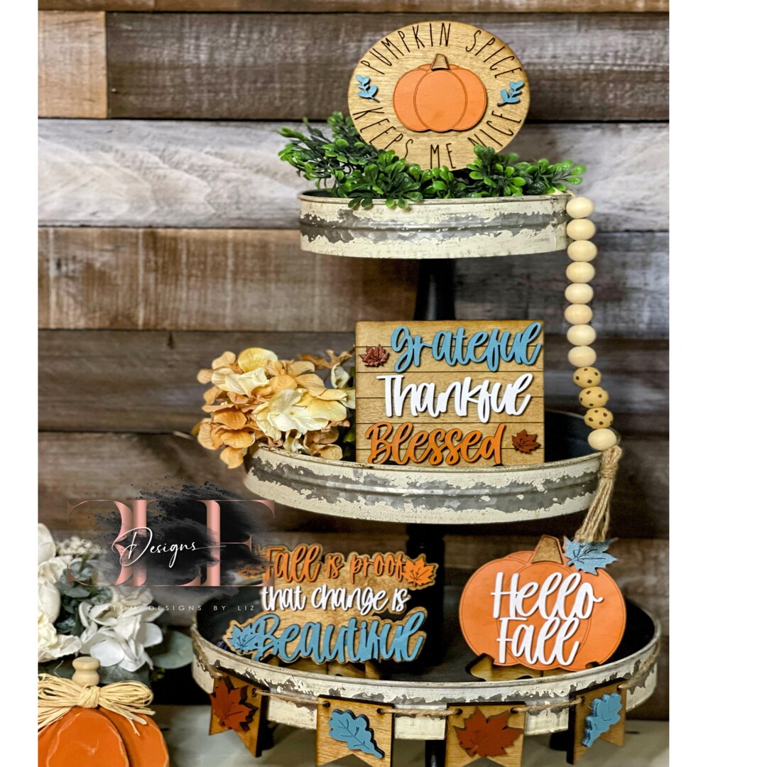 Fall Tier Tray Decorations, Fall Decorations for Tier Tray, Thankful ...