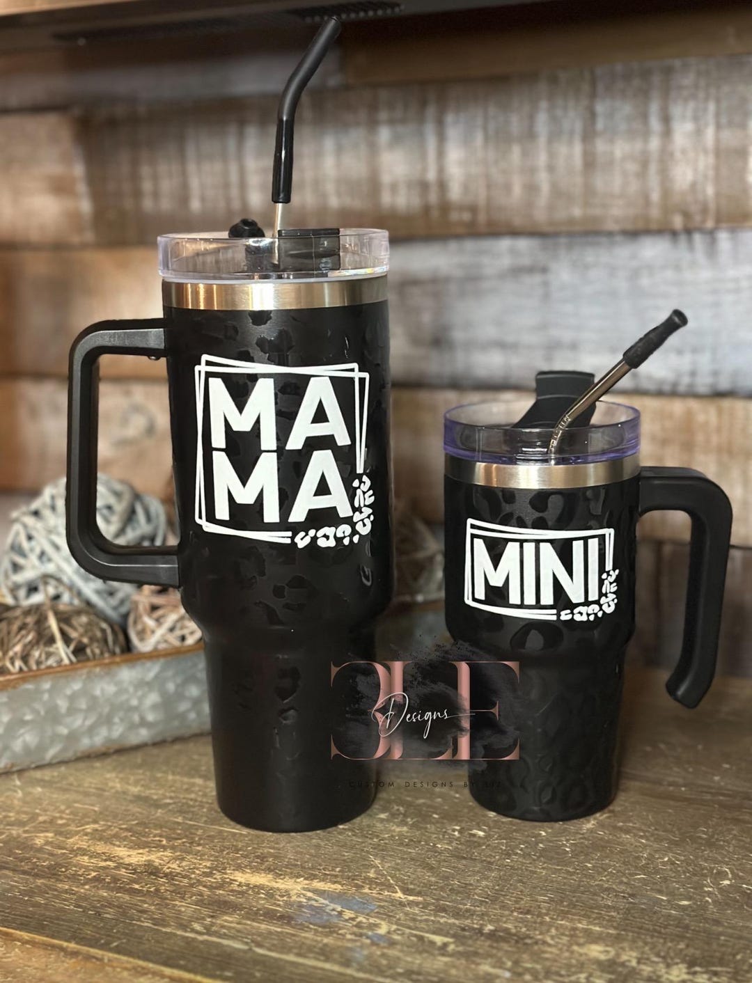 Mama and Mini Matching Leopard Stainless Steel Tumbler Set, Mama Mini ...