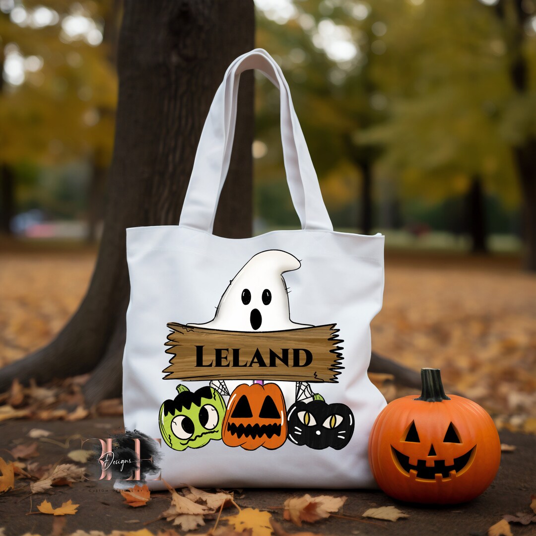 Kids Personalized Halloween Tote, Kids Personalized Candy Bag, Trick or ...
