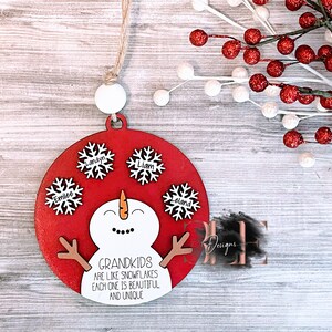 Snowman Snowflake Custom Ornaments, Personalized Family Ornaments, Custom Grandkids Ornaments ...