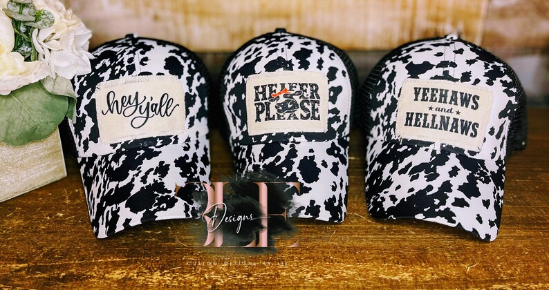 Hey Yall Cow Print Hat Heifer Please Cow Print Hat Yeehaws - Etsy