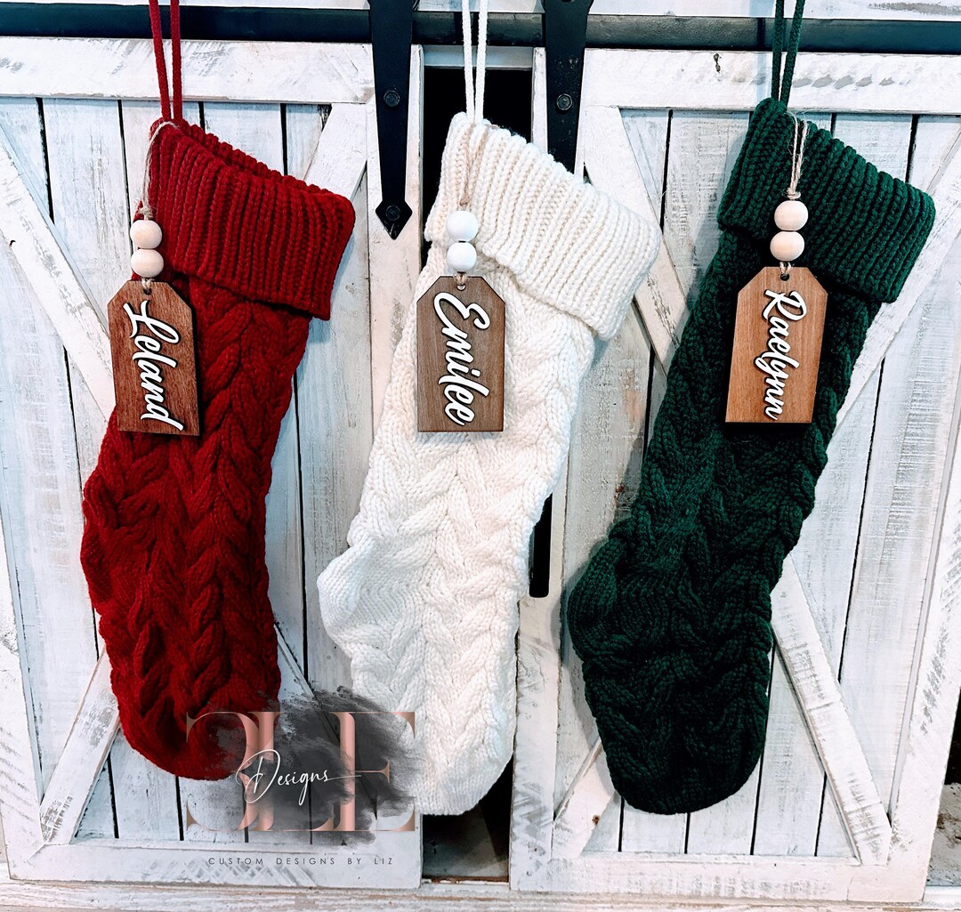 Personalized Wooden Stocking Tags, Custom Stockings Tags, Personalized ...