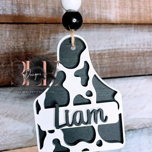 Cow Tag Personalized Christmas Ornaments, Cow Name Tag, Cow Tag Car ...