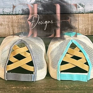 Perfectly Imperfect Ripped Ponytail Hat, Cute Ripped Truckers Hat ...