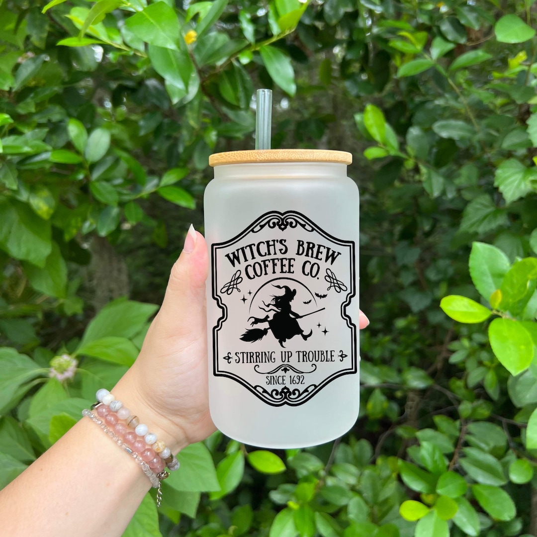 Witches Brew Coffee Glass Cup for Halloween,cute Halloween Cup, Cute ...