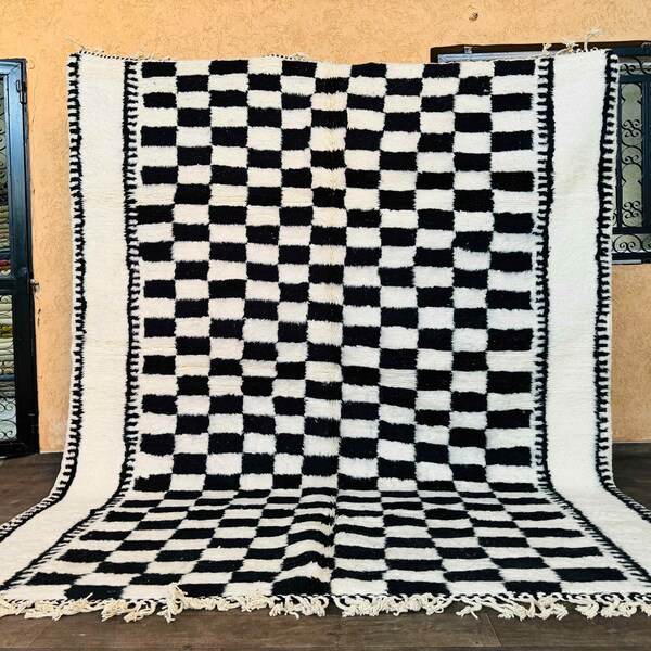 White and Black Checkered Carpet - Etsy