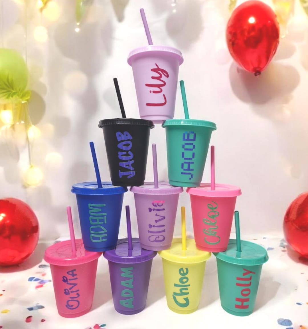 Personalised Colour-changing Cups With Lid & Straw – Reusable Custom ...