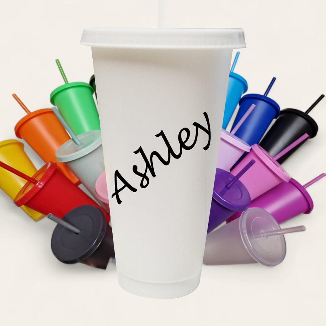 Personalised Plastic Cup With Straw and Lid Party Favour Bridesmaid ...