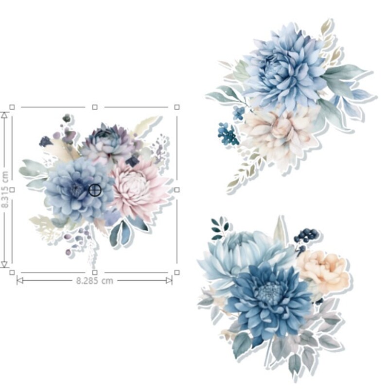 Waterproof Vinyl Stickers Flower Bouquets Set of 3 Various Options - Etsy