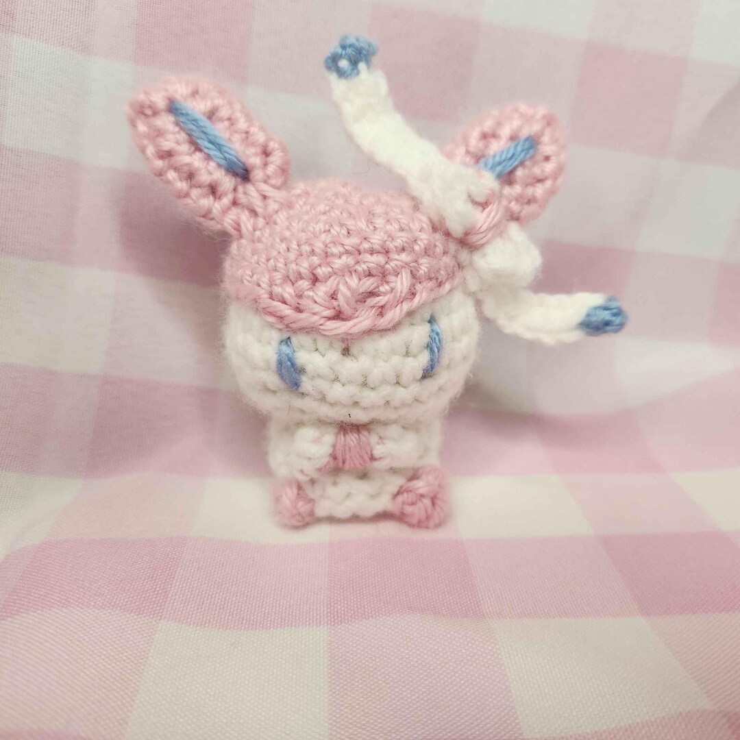 Sylveon Inspired Plush Key Chains/ Plush Eevee Pokemon Crochet - Etsy