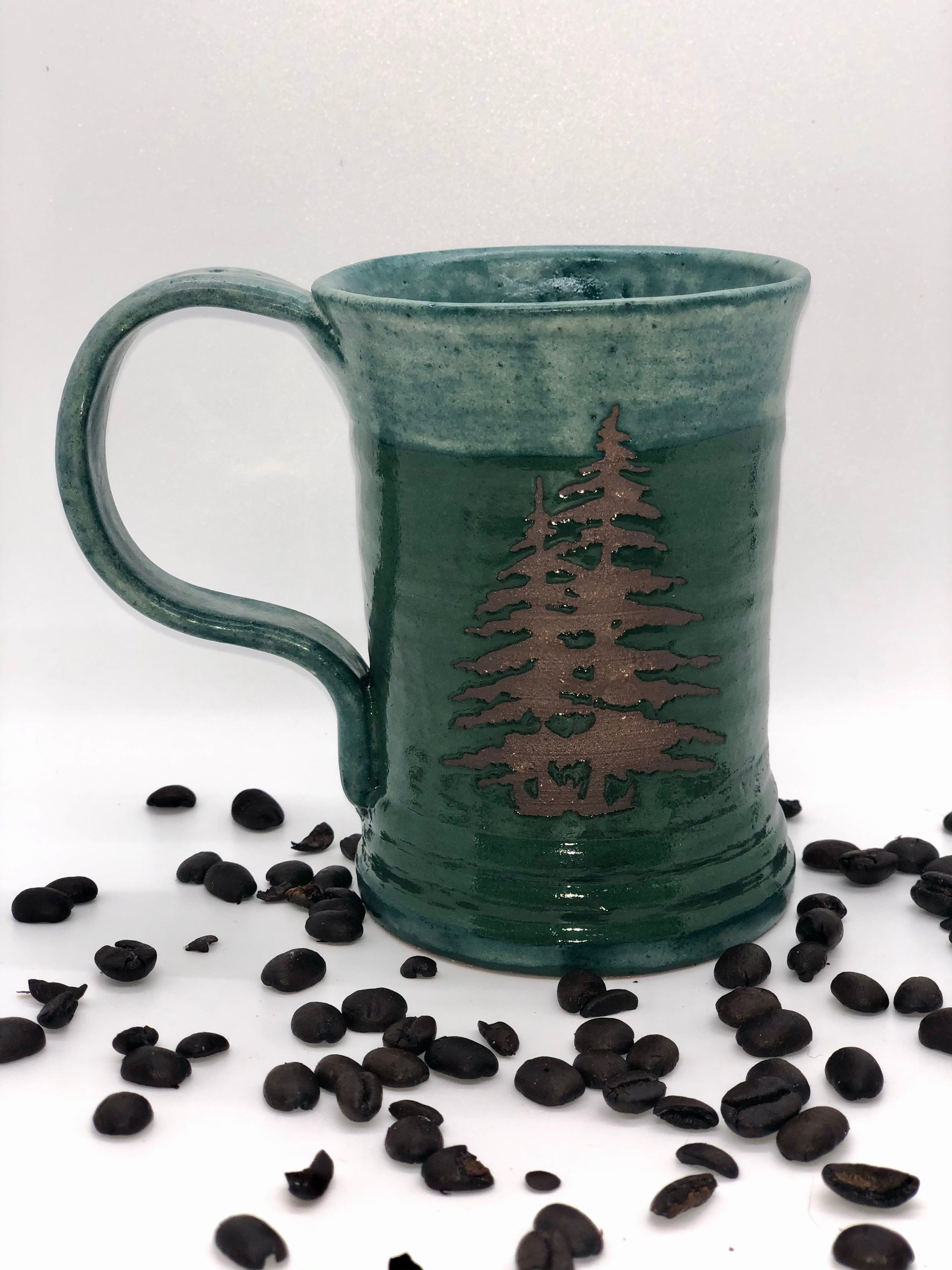 Pine tree forest handmade coffee mug. | Etsy