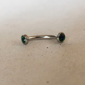 16g Green Stone Eyebrow,eyebrow Ring, Rook Barbell,rook Earrings ...