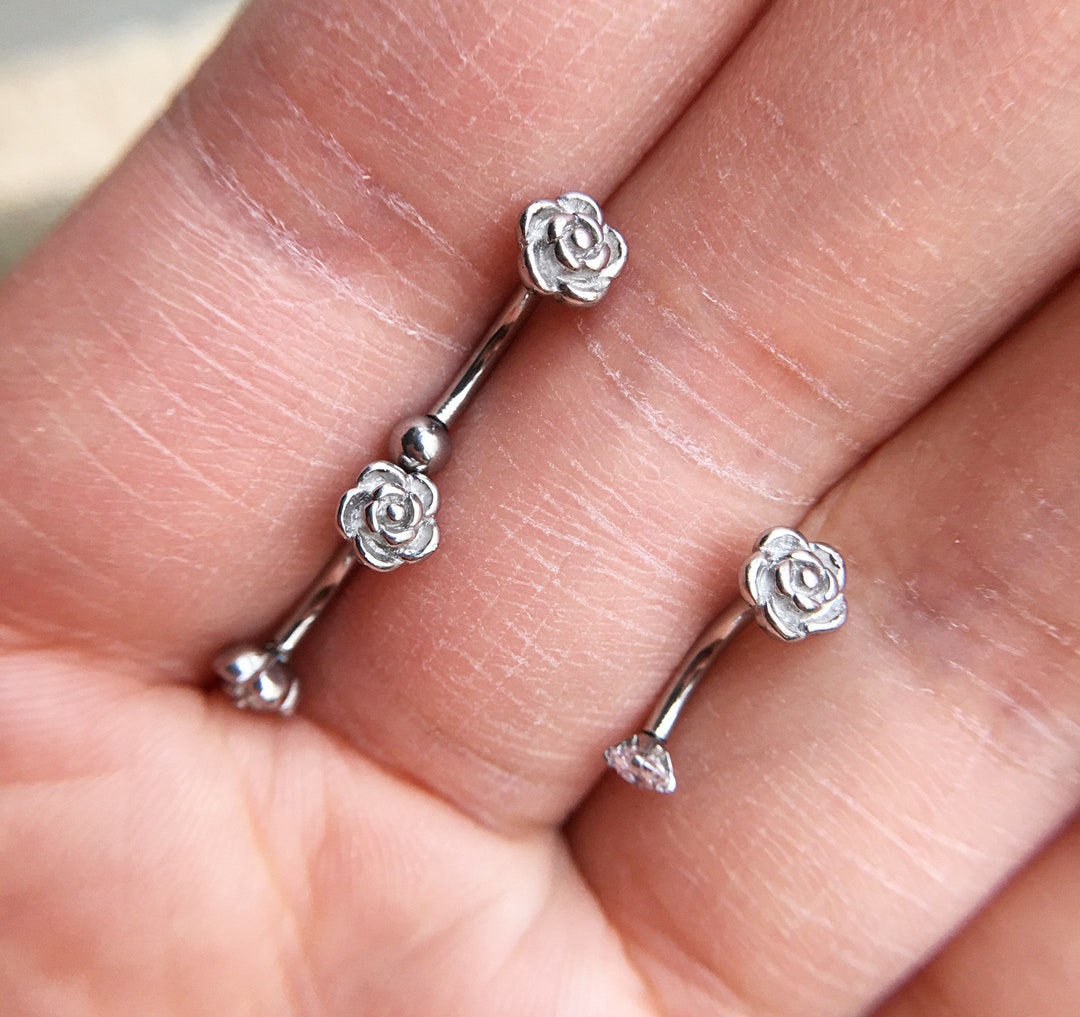 16g 6mm/8mm/10mm Rose Eyebrow,eyebrow Ring,rook Barbell,rook Earrings ...