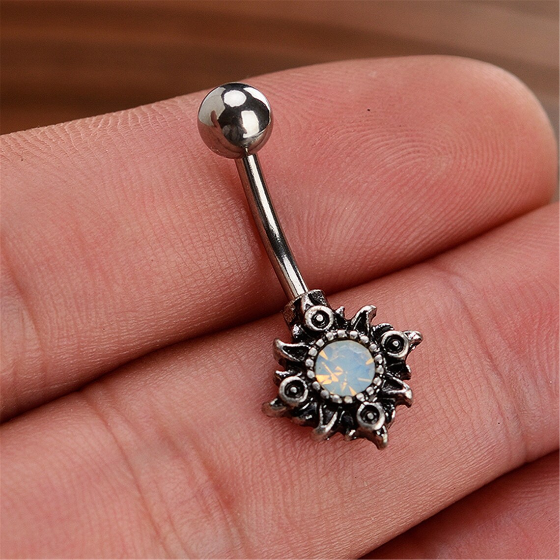 Sun Belly Ringflower Belly Ring Belly Button Ring Body Etsy