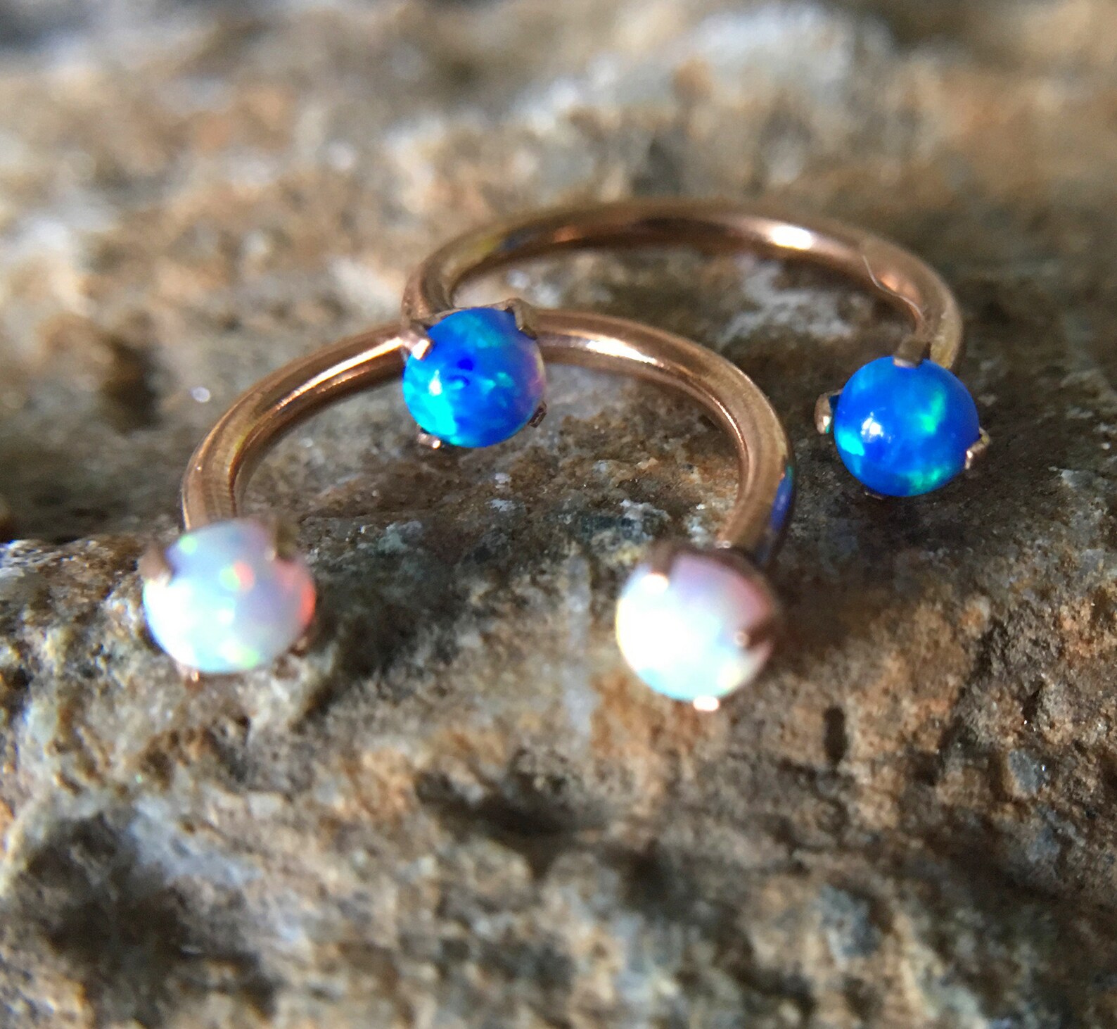 Opal Daith Earring, Septum Ring, Tragus, Horseshoe Hoop, 8/10mm Hoop ...