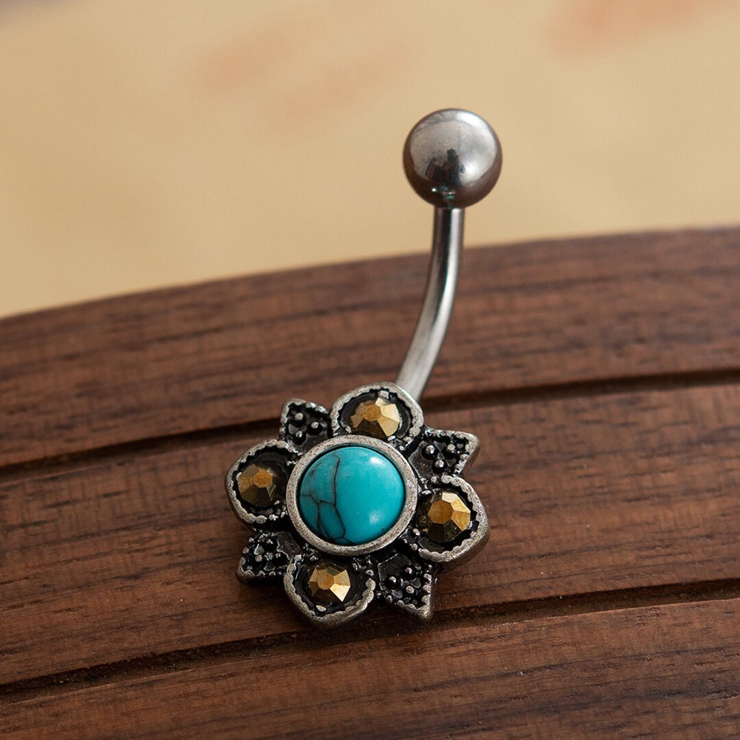 Turquoise Belly Ring, Belly Button Ring, Body Jewelry, Belly Ring, Best ...