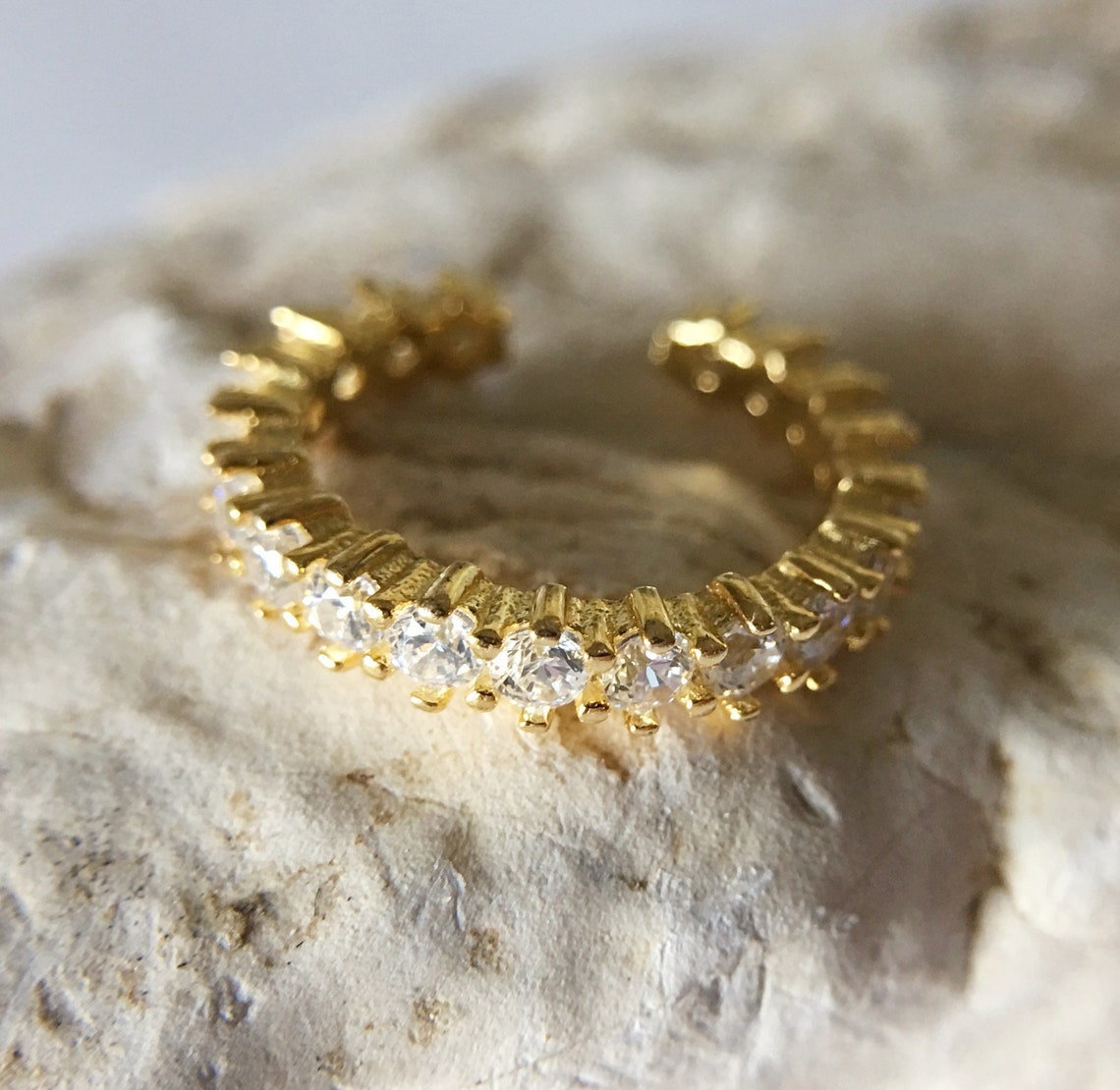Cz Ear Cuff, Sterling Silver Ear Cuff, Non Pierced Cz Ear Cuff, Dainty ...