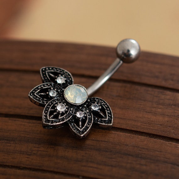 Retro flower belly ringFlower Belly Ring Belly Button Ring | Etsy