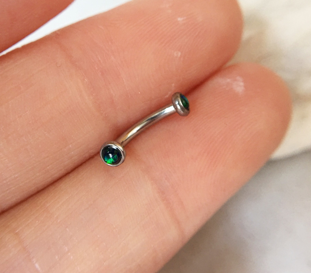 16g Green Stone Eyebrow,eyebrow Ring, Rook Barbell,rook Earrings ...