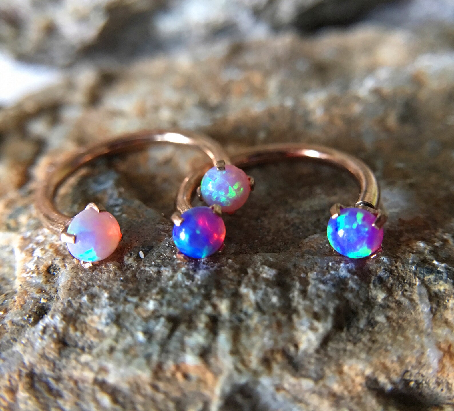 Opal Daith Earring, Septum Ring, Tragus, Horseshoe Hoop, 8/10mm Hoop ...