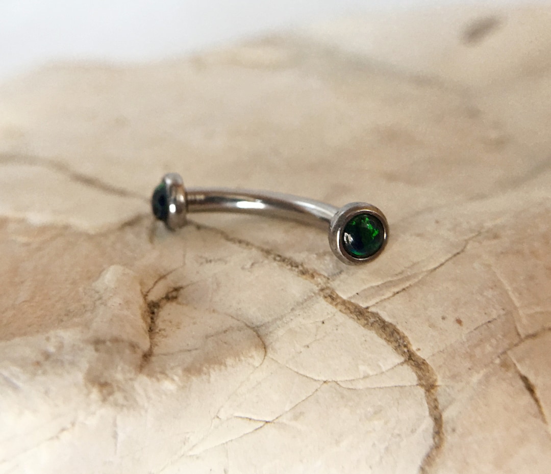 16g Green Stone Eyebrow,eyebrow Ring, Rook Barbell,rook Earrings ...