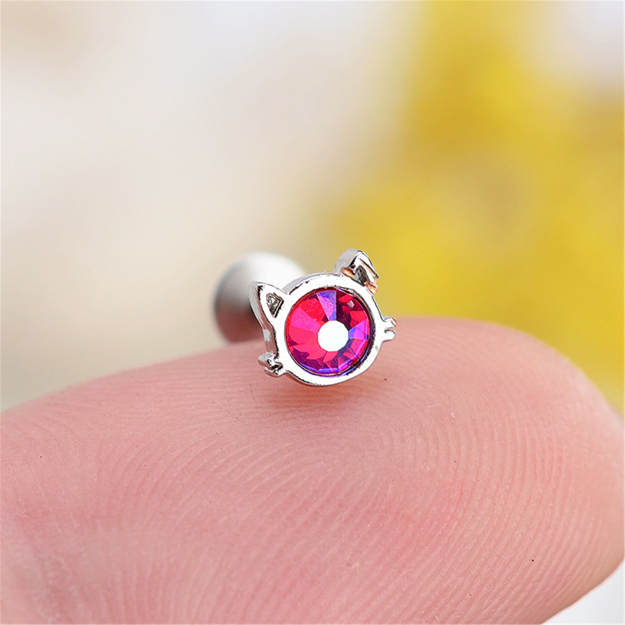 Cat Labret Piercing/cartilage Earring/tragus Piercing/conch - Etsy