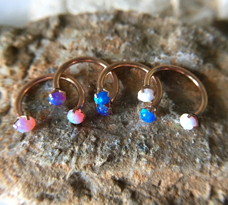 Opal Daith Earring, Septum Ring, Tragus, Horseshoe Hoop, 8/10mm Hoop ...