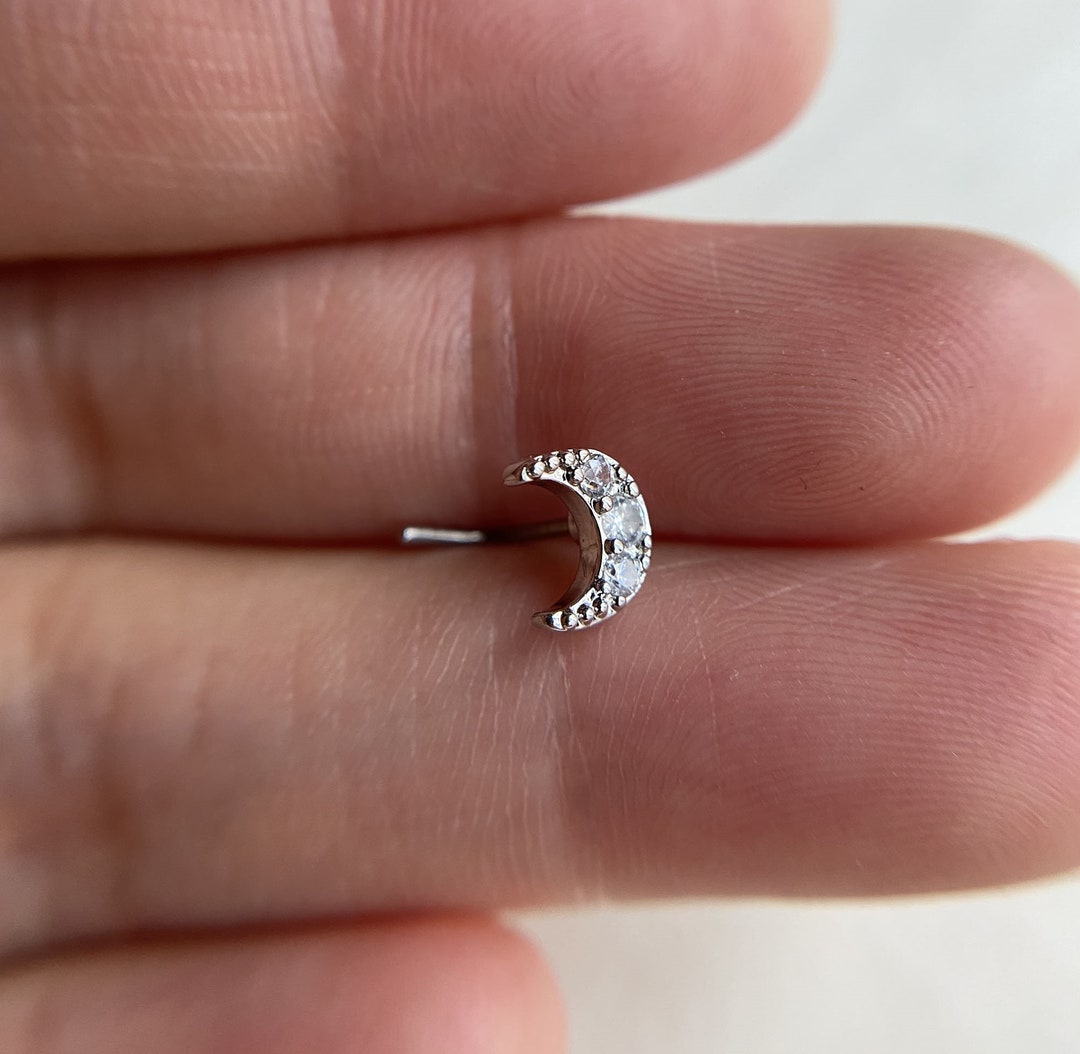 L 20g Moon Nose Ring, Nose Ring. Nose Jewelry,nose Piercing,nose Stud ...