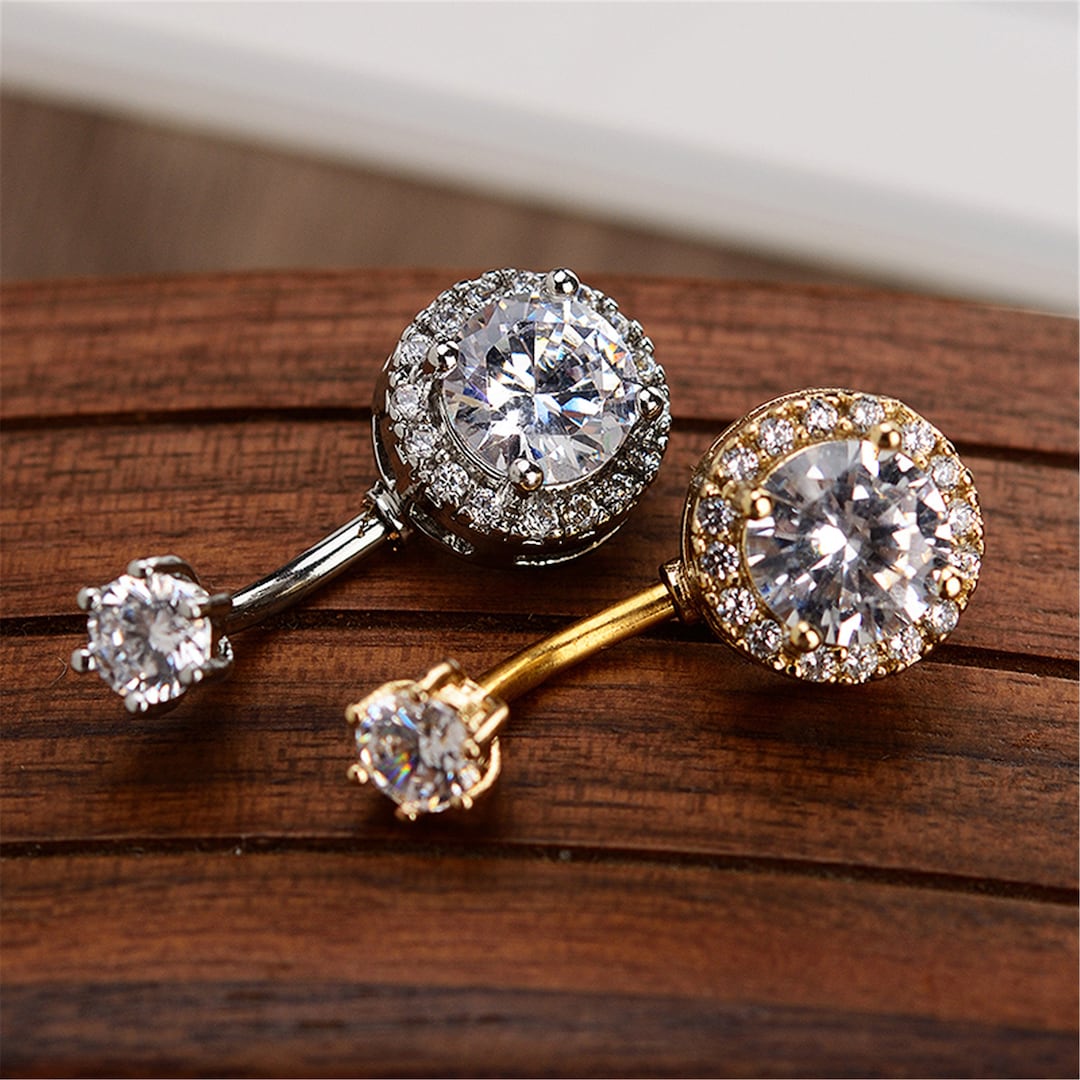 CZ Belly Ring, Navel Piercing Ring,belly Button Ring, Body Jewelry ...
