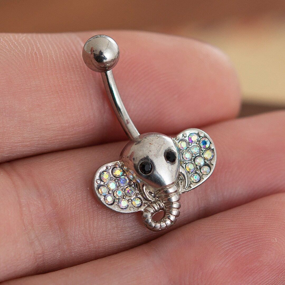 Colorful Elephant Belly Ring, Belly Button Ring, Body Jewelry, Belly ...