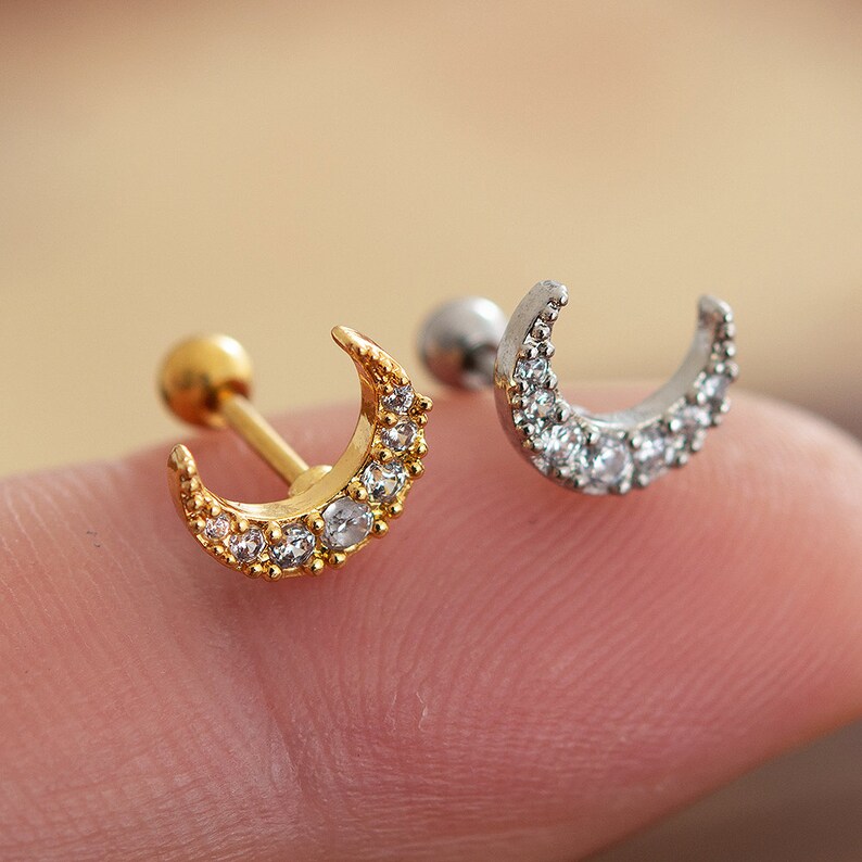 Moon Earrings,cartilage Earring Helix Earring Helix Piercing Cartilage ...