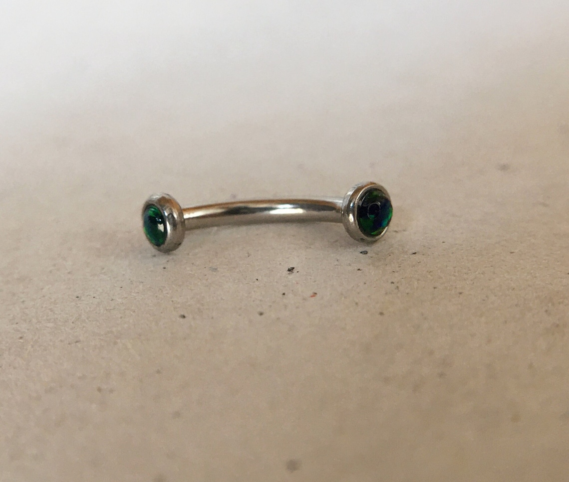 16g Green Stone Eyebrow,eyebrow Ring, Rook Barbell,rook Earrings ...