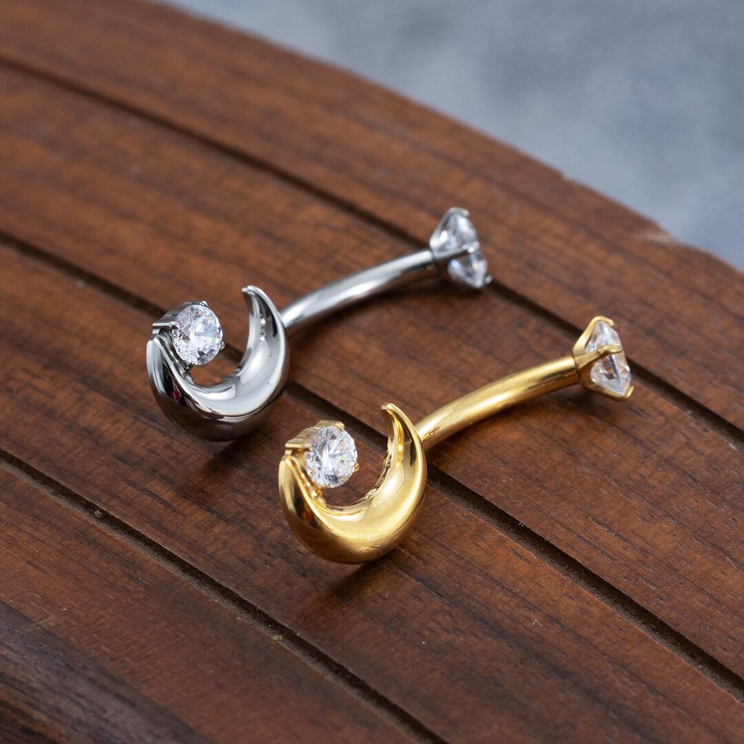 14g Titanium Moon Navel Ring,belly Piercing, Body Jewelry - Etsy