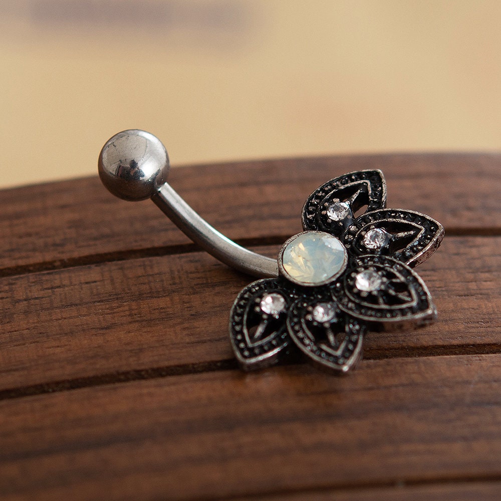 Retro Flower Belly Ringflower Belly Ring Belly Button Ring - Etsy