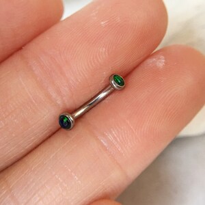 16g Green Stone Eyebrow,eyebrow Ring, Rook Barbell,rook Earrings ...